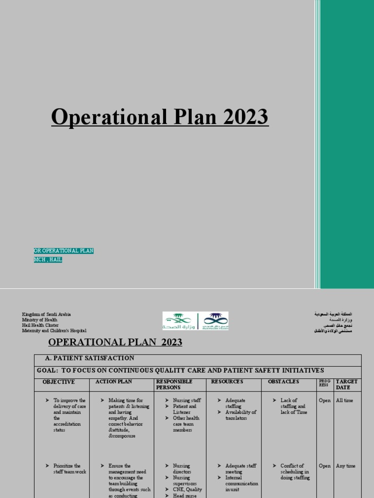 Operational Plan Form 2023 | PDF | Nursing | Patient Safety