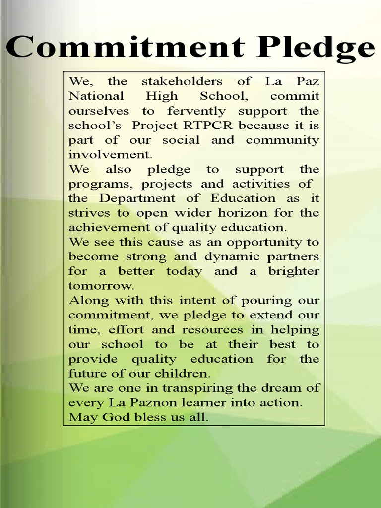 Commitment Pledge | PDF