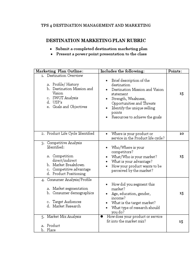 TPS4 Marketing Plan Rubric | PDF | Marketing | Market (Economics)