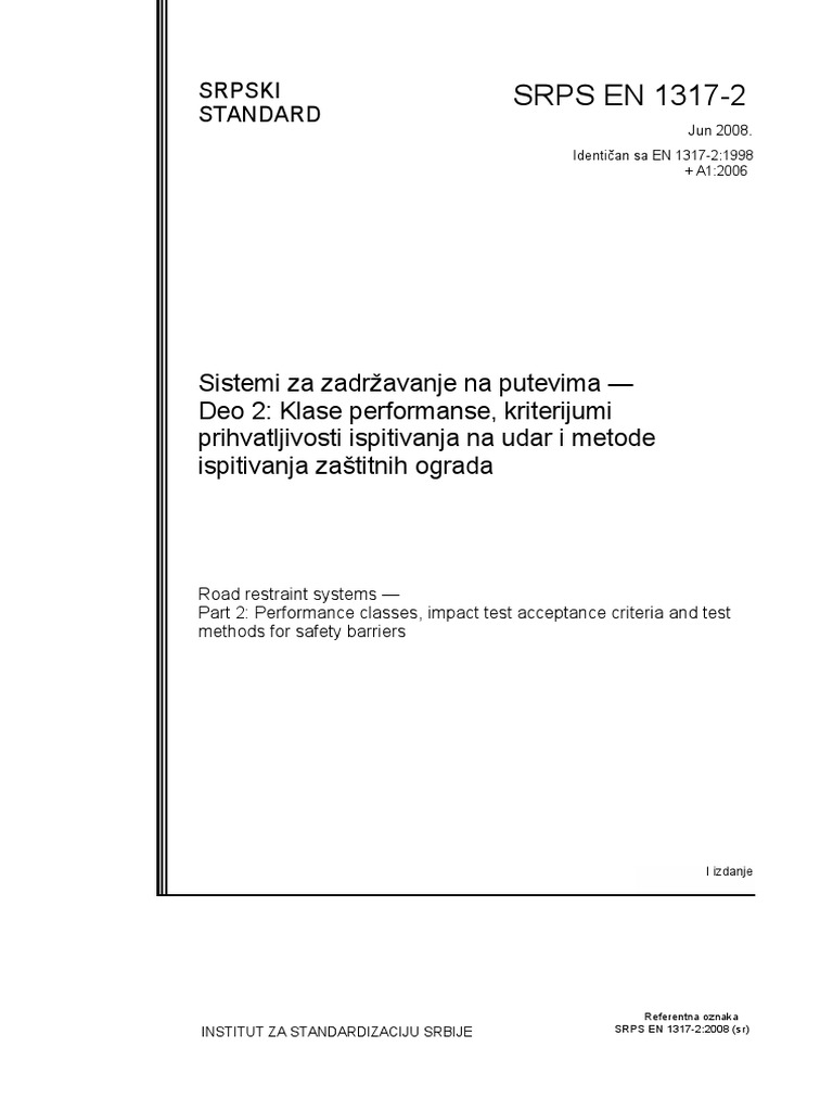 SRPS EN 1317-2 Ograde | PDF