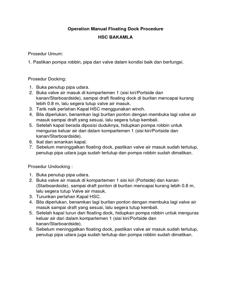 Prosedur Docking-Undocking HSC | PDF