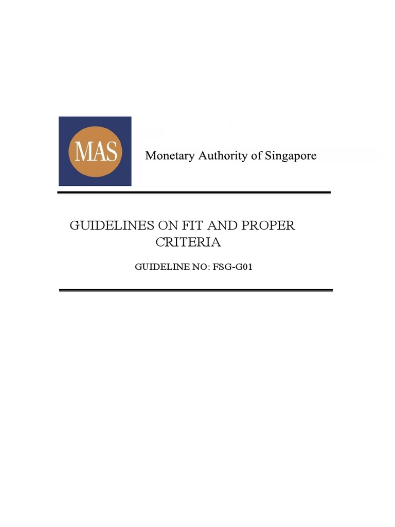 1 July 2021 FSGG01 Guidelines On Fit and Proper Criteria | PDF ...