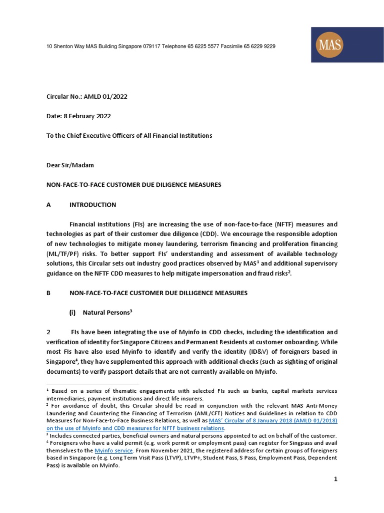 Circular - Non-Face-to-Face Customer Due Diligence Measures-1 | PDF | Authentication | Money ...