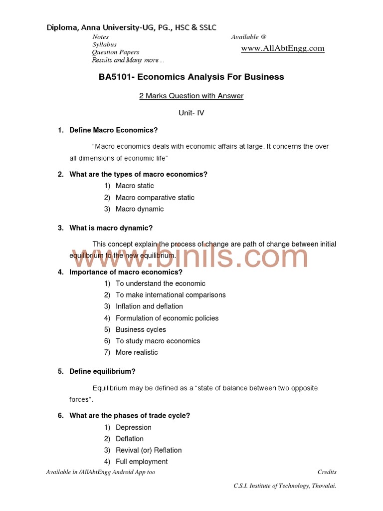 Economics Analysis for Business Notes | PDF | Fiscal Multiplier ...