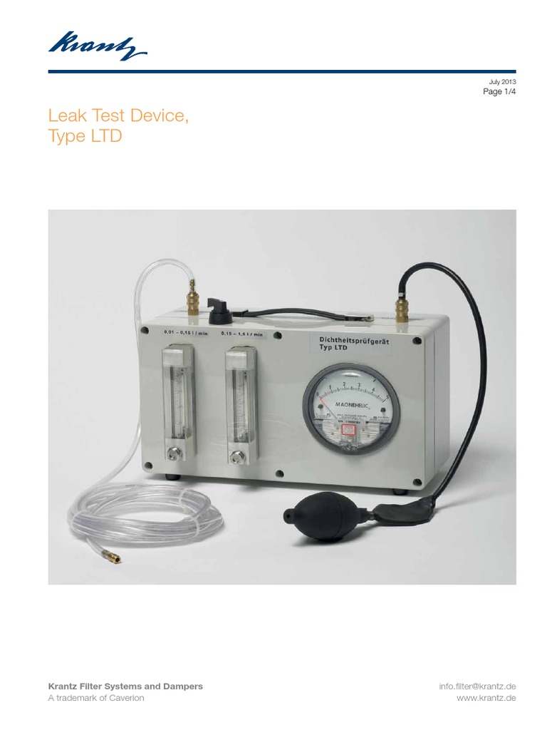 Leak Test Device, Type LTD: Page 1/4 | PDF | Leak | Equipment