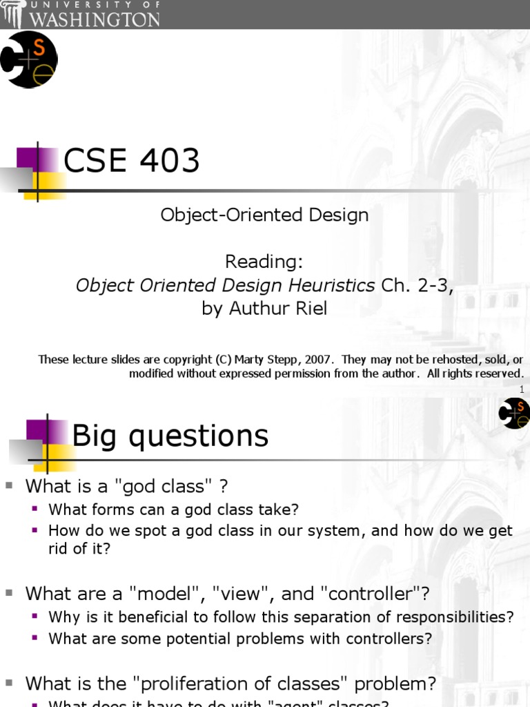 Lecture07 Oodesign | PDF | Model–View–Controller | Class (Computer Programming)