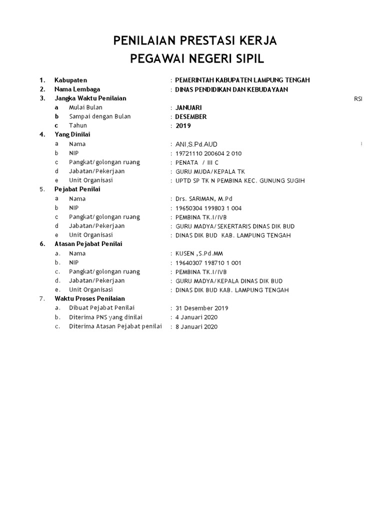 Contoh SKP Ka TK | PDF
