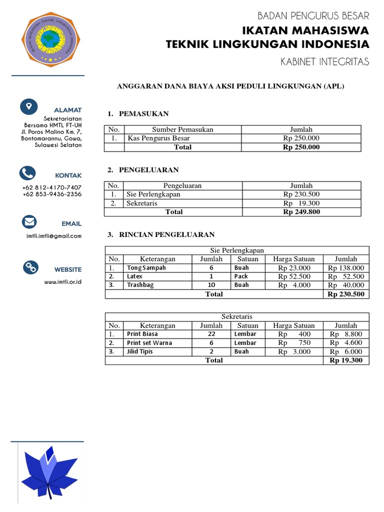 Surat Pertanggung Jawaban APL | PDF