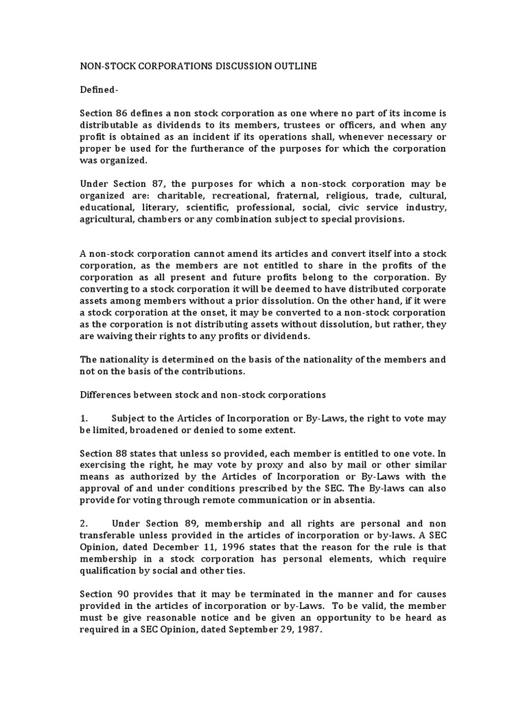 Understanding Non-Stock Corporations | PDF | Corporations | Dividend