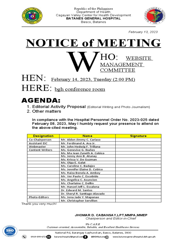 Notice of Meeting | PDF