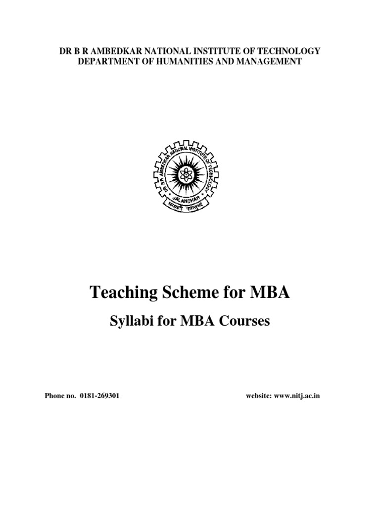 Teaching Scheme For MBA Programme (2021) 87378 | Download Free PDF ...