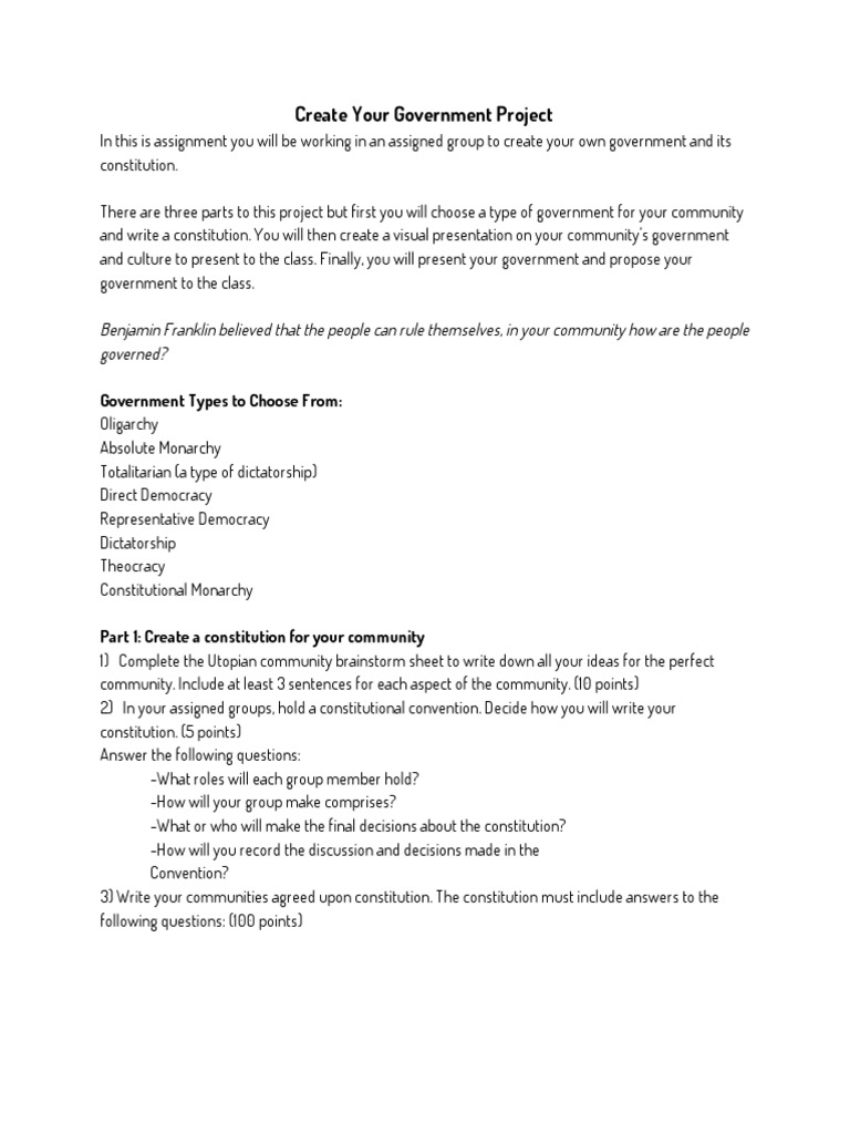 Create Your Own Government Project | PDF | Government