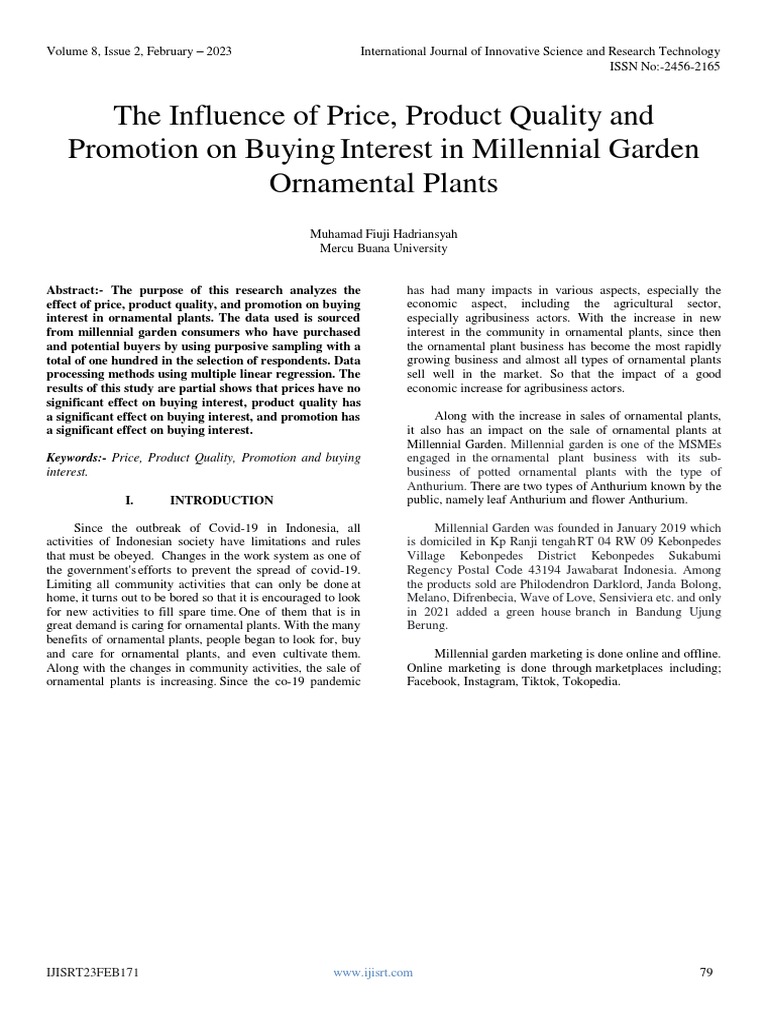 The Influence of Price, Product Quality and Promotion On Buying ...