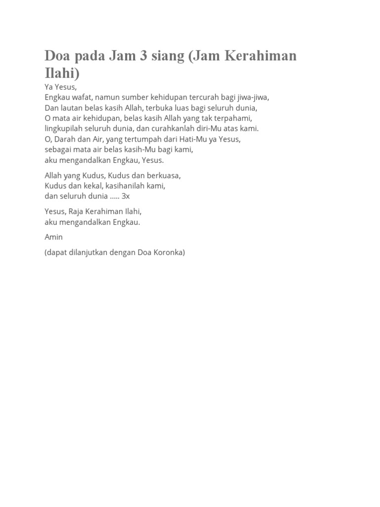 Doa Kerahiman Ilahi Jam 3 Sore | PDF | Agama & Spiritualitas