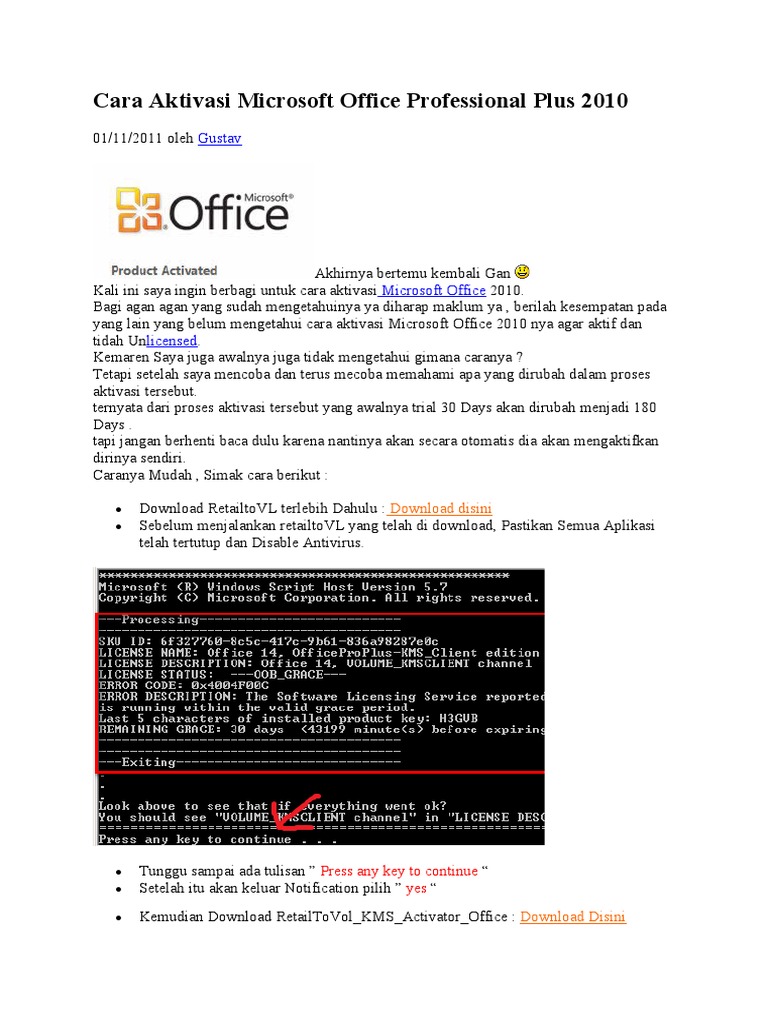 Cara Aktivasi Microsoft Office Professional Plus | PDF