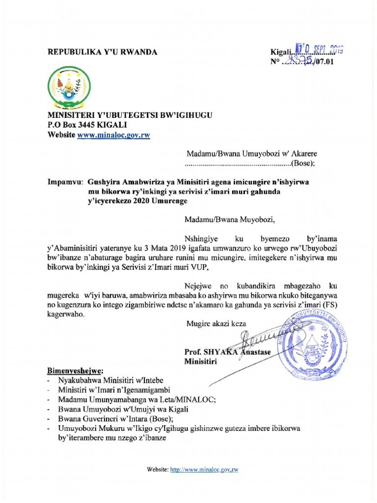 Amabwiriza Vup 2022 | PDF