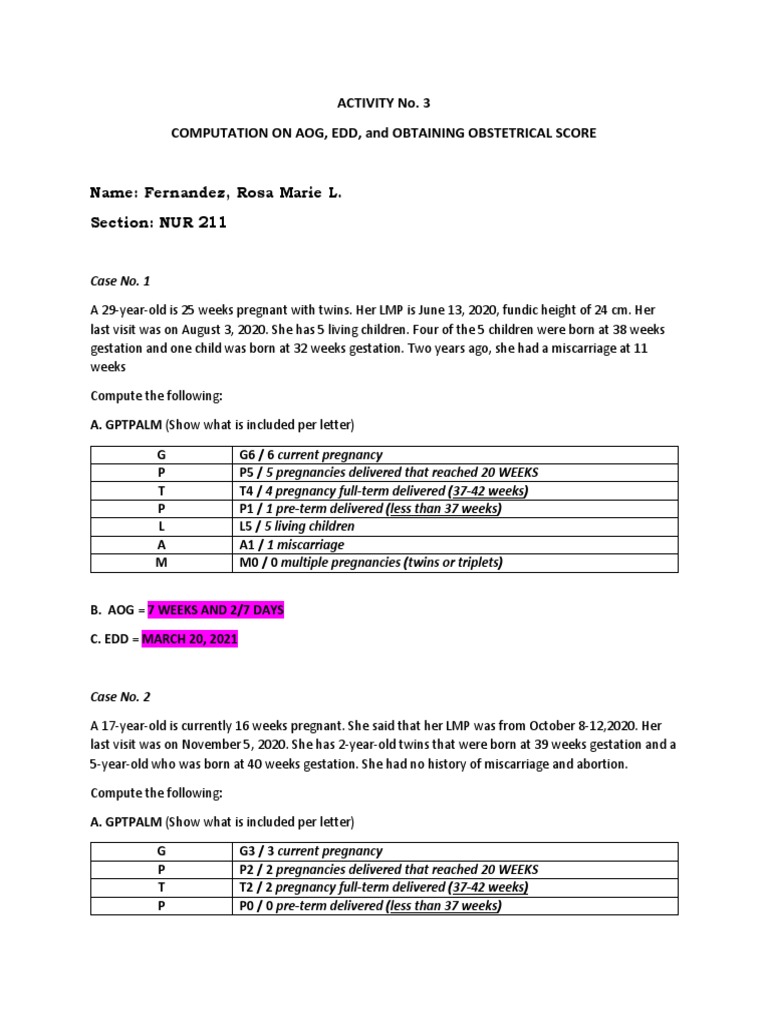 Activity 3 - Computation of AOG, EDD and Obta | PDF
