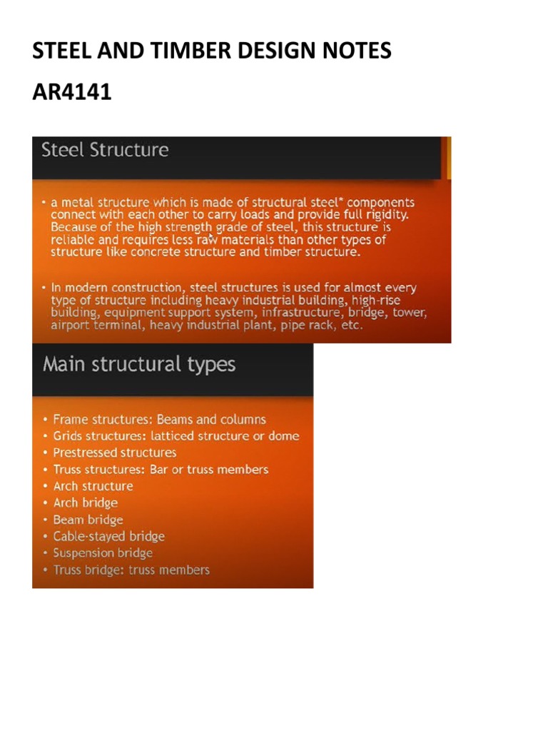 STEEL AND TIMBER DESIGN NOTES - Aust | PDF