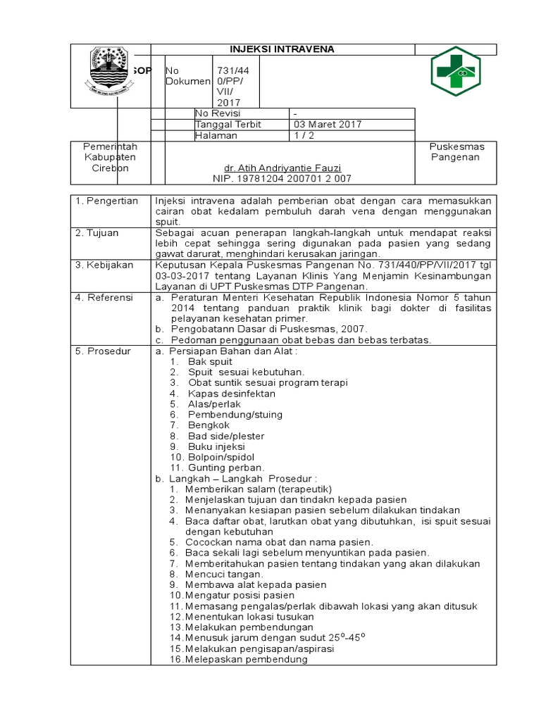 Sop Injek Intravena | PDF