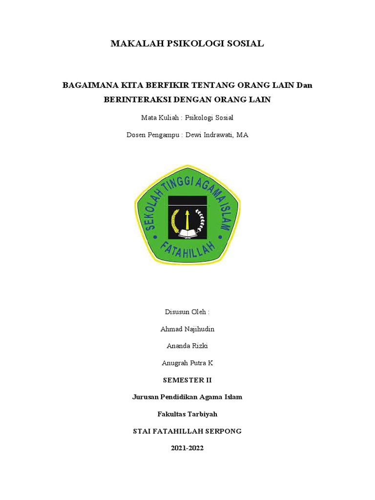 Makalah Tugas PSIKOLOGI SOSIAL KEL 1 | PDF