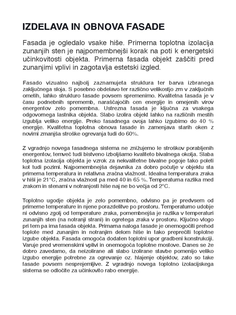Izdelava Fasade | PDF