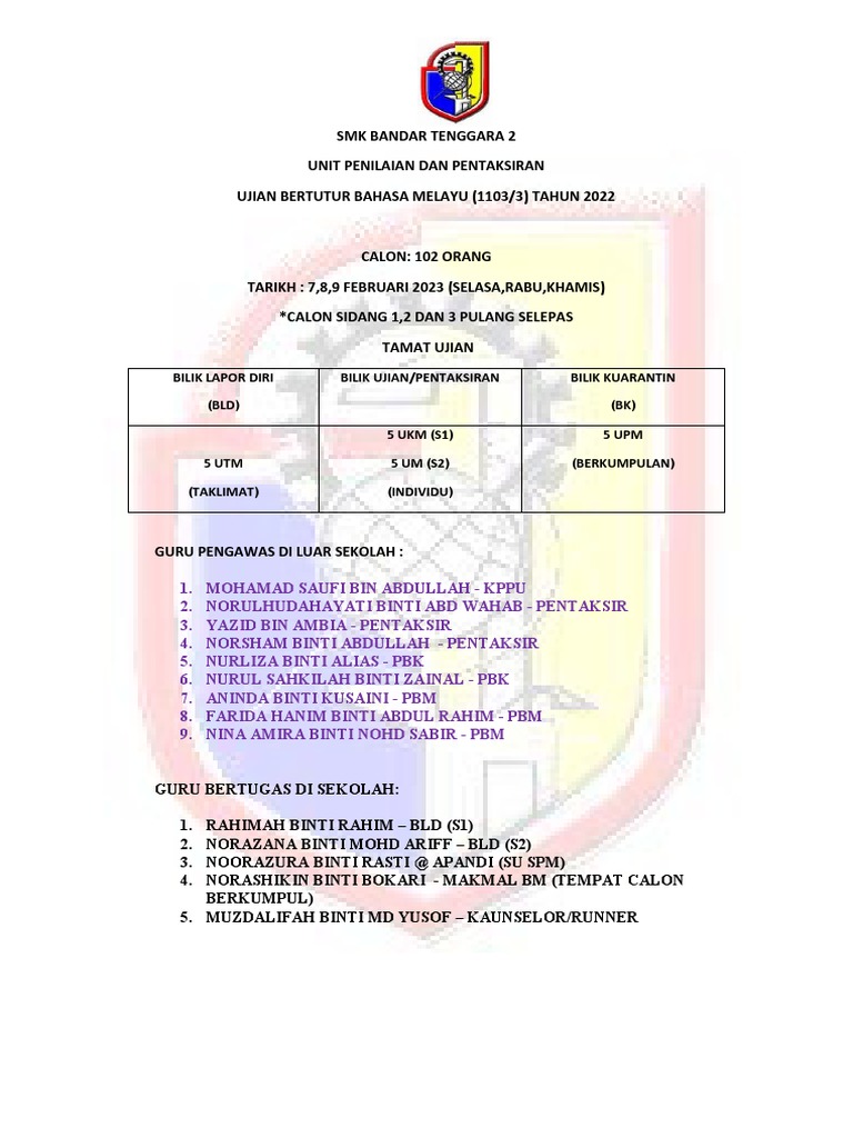 Jadual Ubbm Stesen 1 H1 | PDF