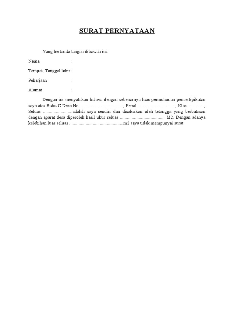 Contoh Surat Pernyataan | PDF