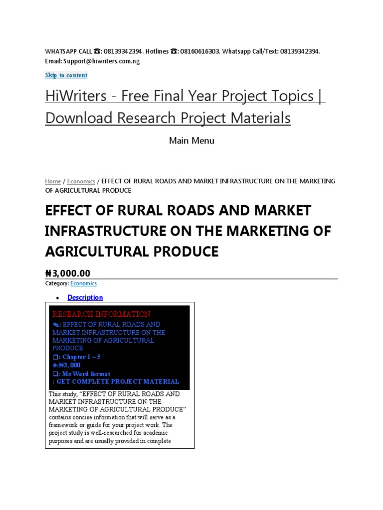 Hiwriters - Free Final Year Project Topics - Download Research Project Materials | PDF ...