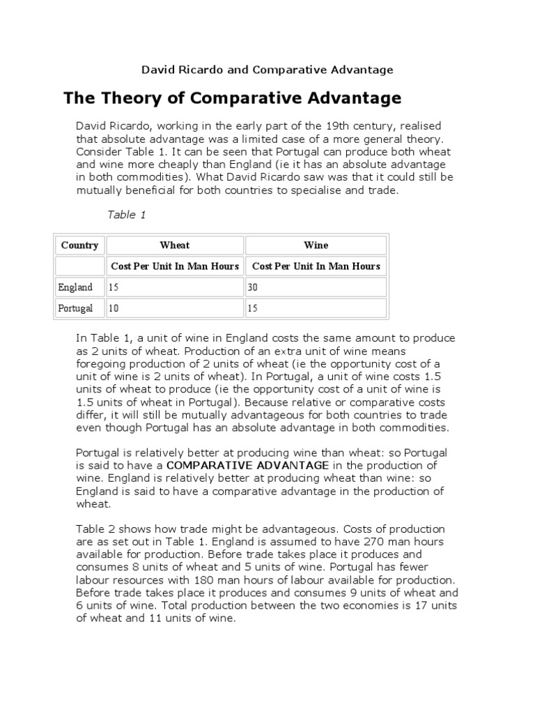 Economics Students' Guide to Ricardo | PDF | Comparative Advantage ...