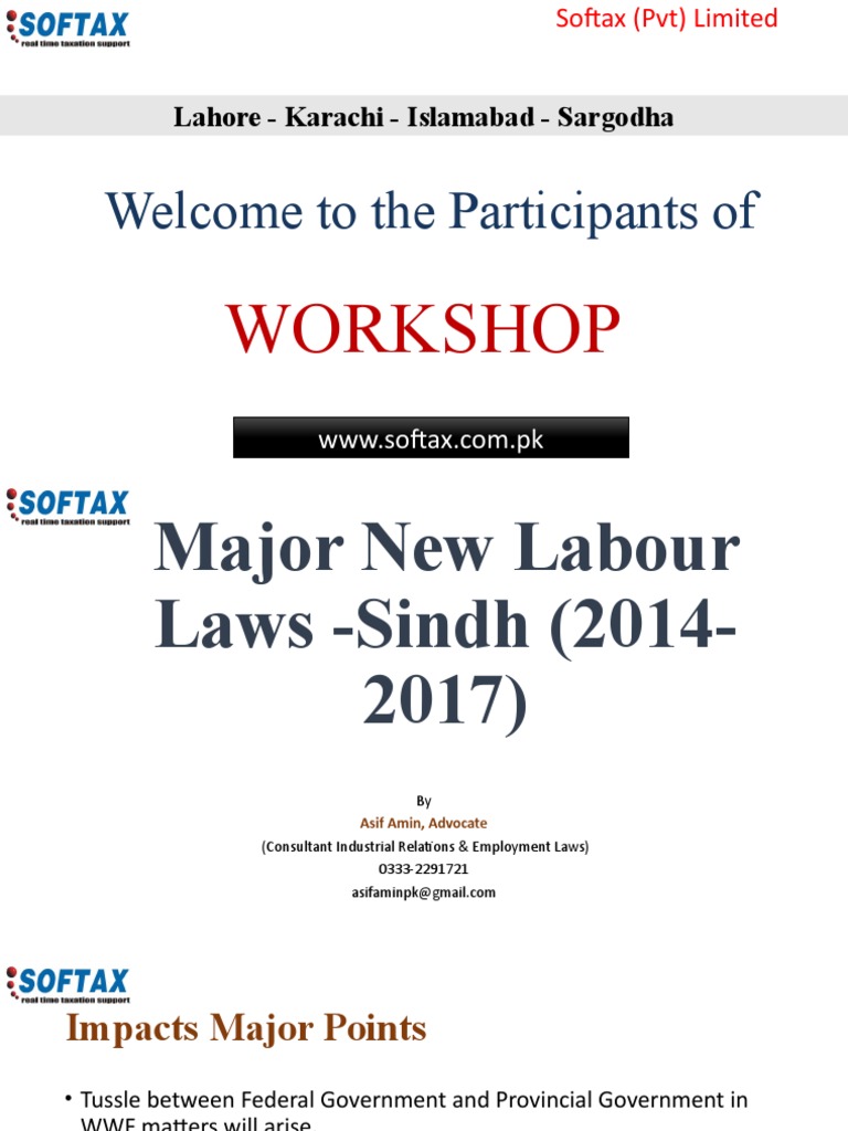 1 Major New Labour Laws For Sindh (2014-2017) | PDF