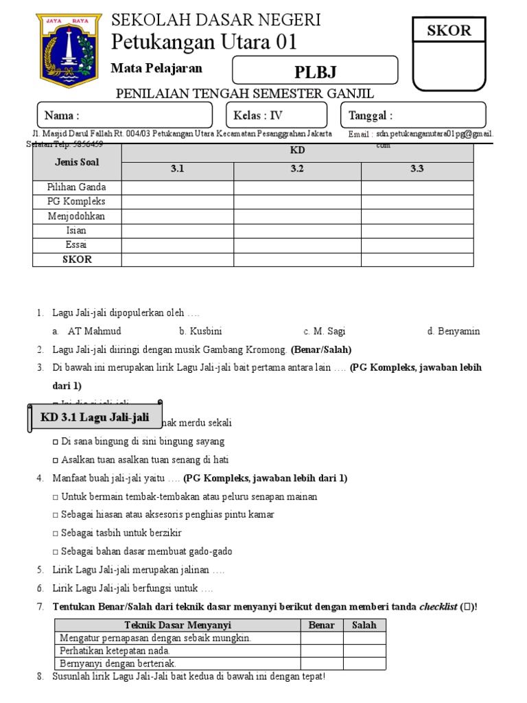 PTS PLBJ IV Ganjil | PDF
