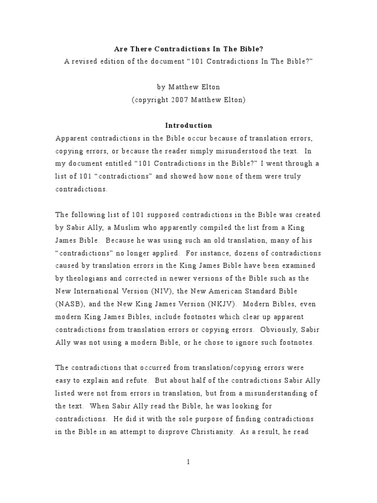 101 Contradictions in Bible | PDF