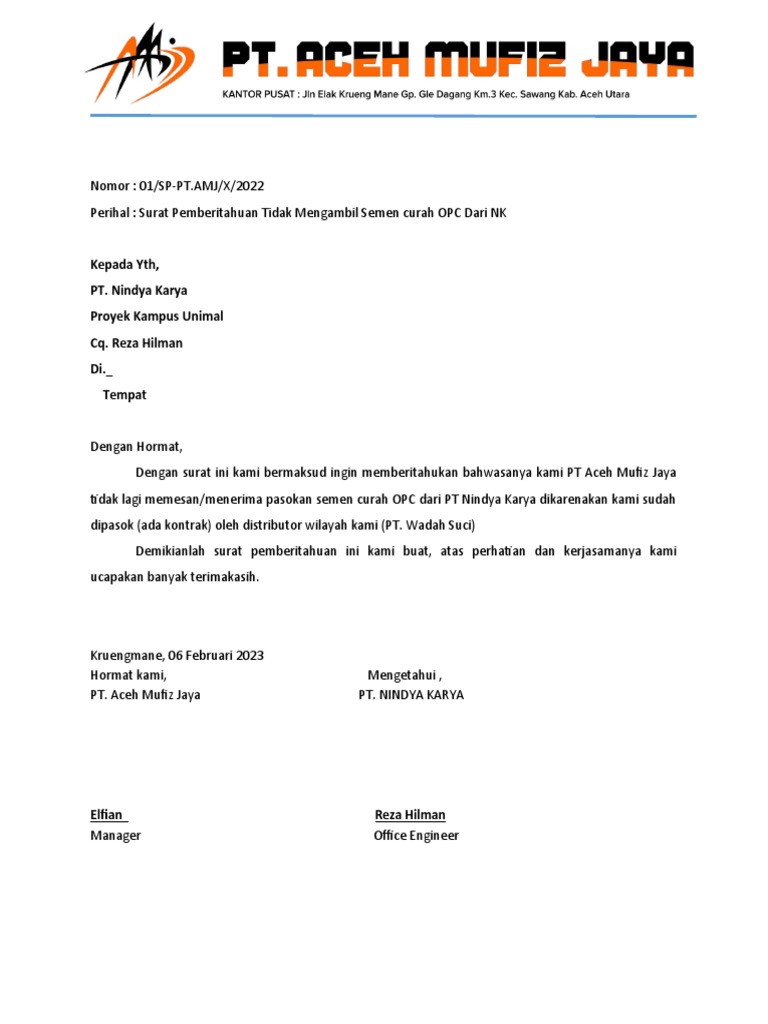 Surat Permohonan Tera Ulang | PDF