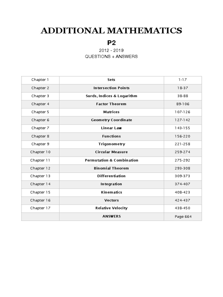 IGCSE 2012-2019 Add Math Paper 2 Question | PDF | Mathematics ...