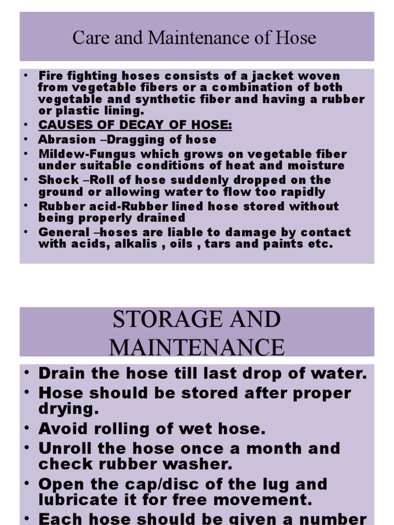 Fire Hose Care and Maintenance Guide | PDF | Science & Mathematics