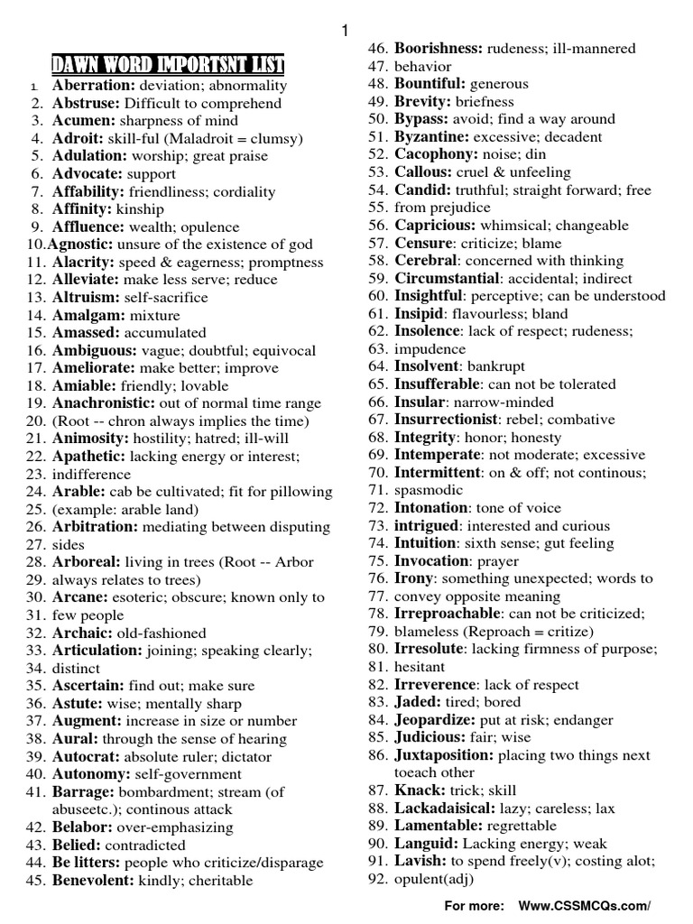 1-1. Dawn Words | PDF