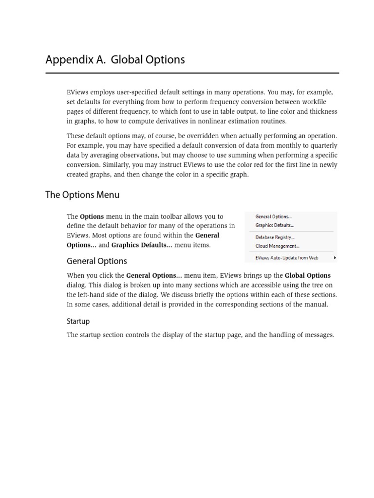 EViews Global Options Guide | PDF | Proxy Server | Multi Core Processor