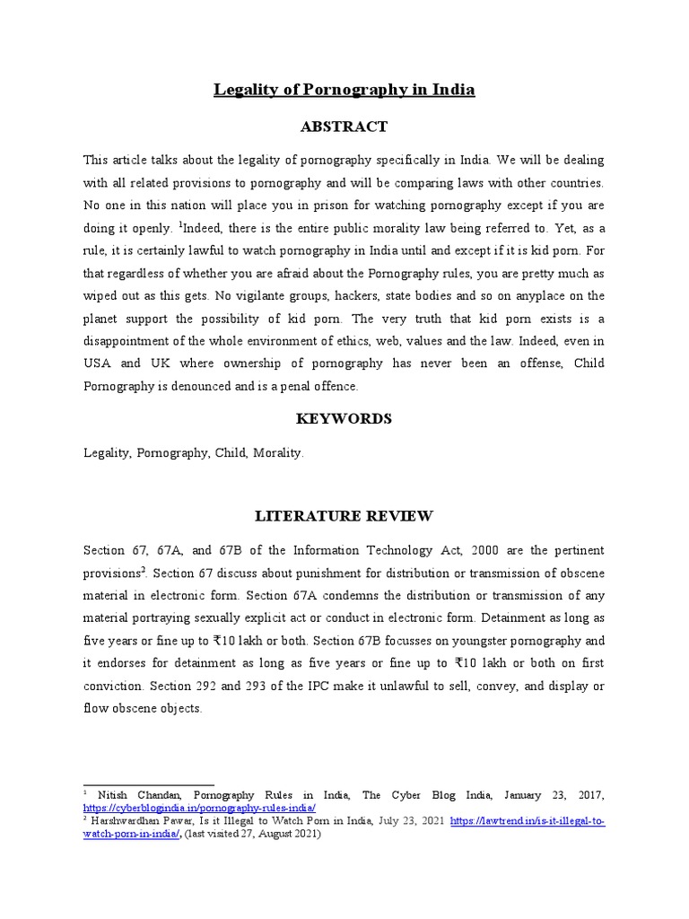 Legality of Pornography in India | PDF | Pornographic Film | Obscenity
