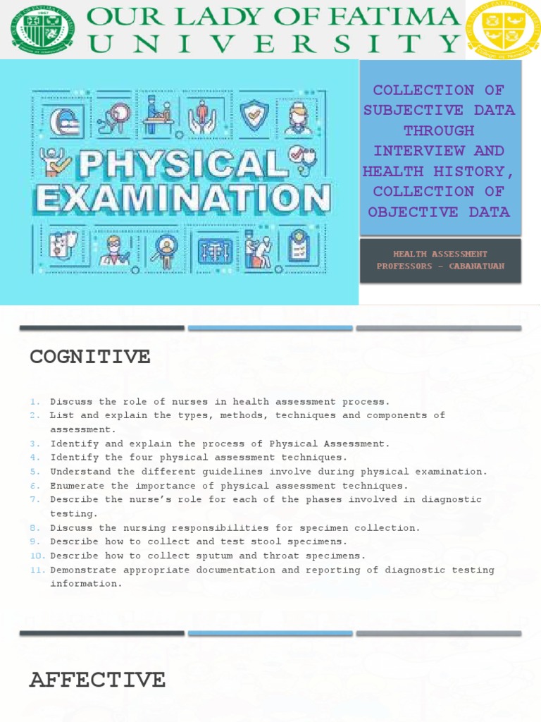 Week 2 Collection of Subjective Data Through Interview Health History ...