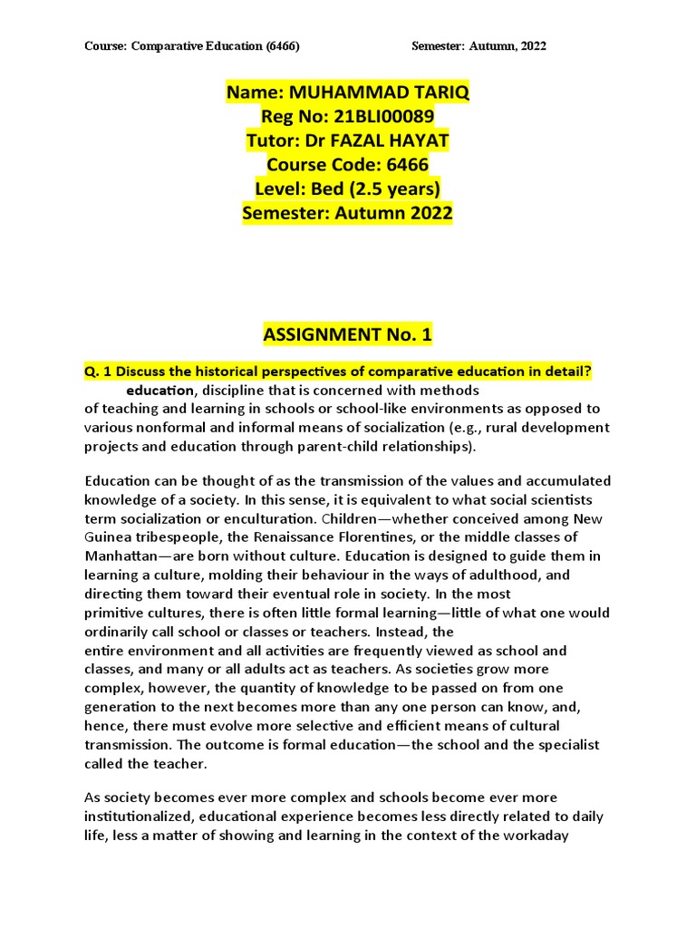 6466-1 Assignment No 1 Autumn 2022 | Download Free PDF | Literacy | Teachers