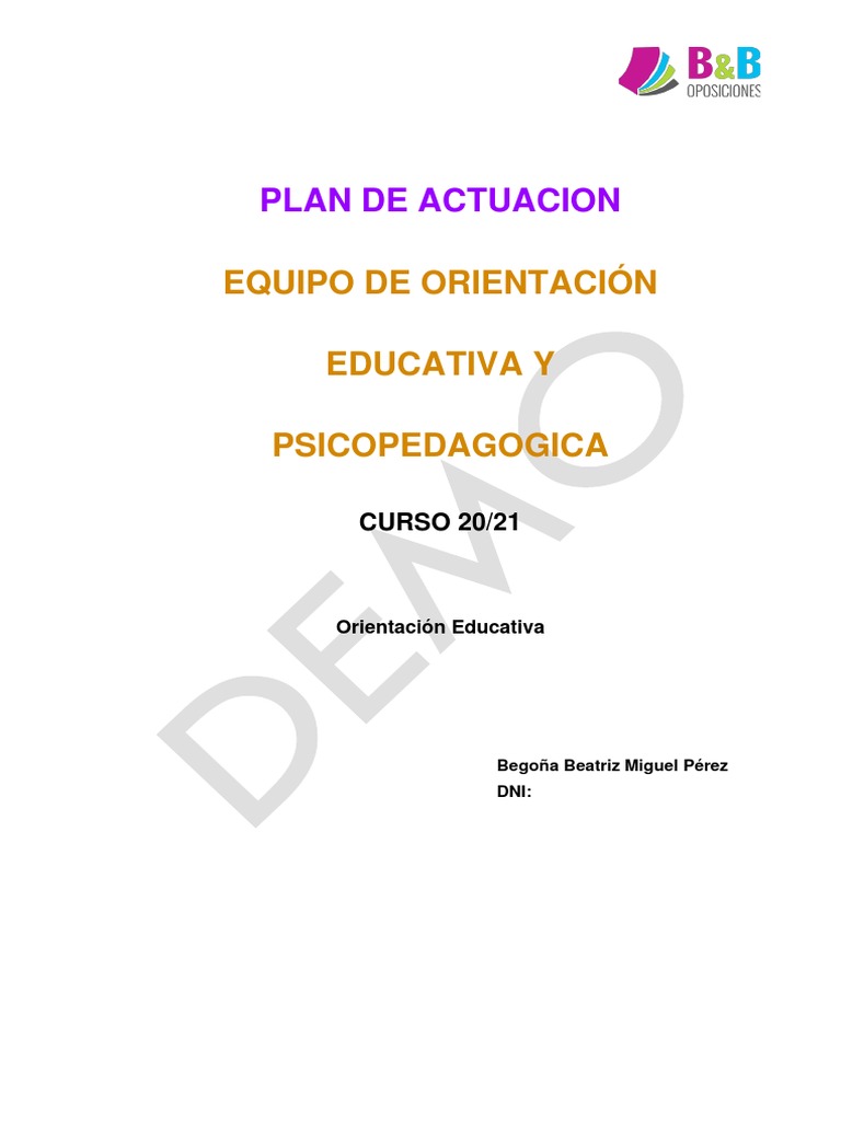 Plan de Actuacion Equipo de Orientación Educativa y Psicopedagogica | PDF | Evaluación ...