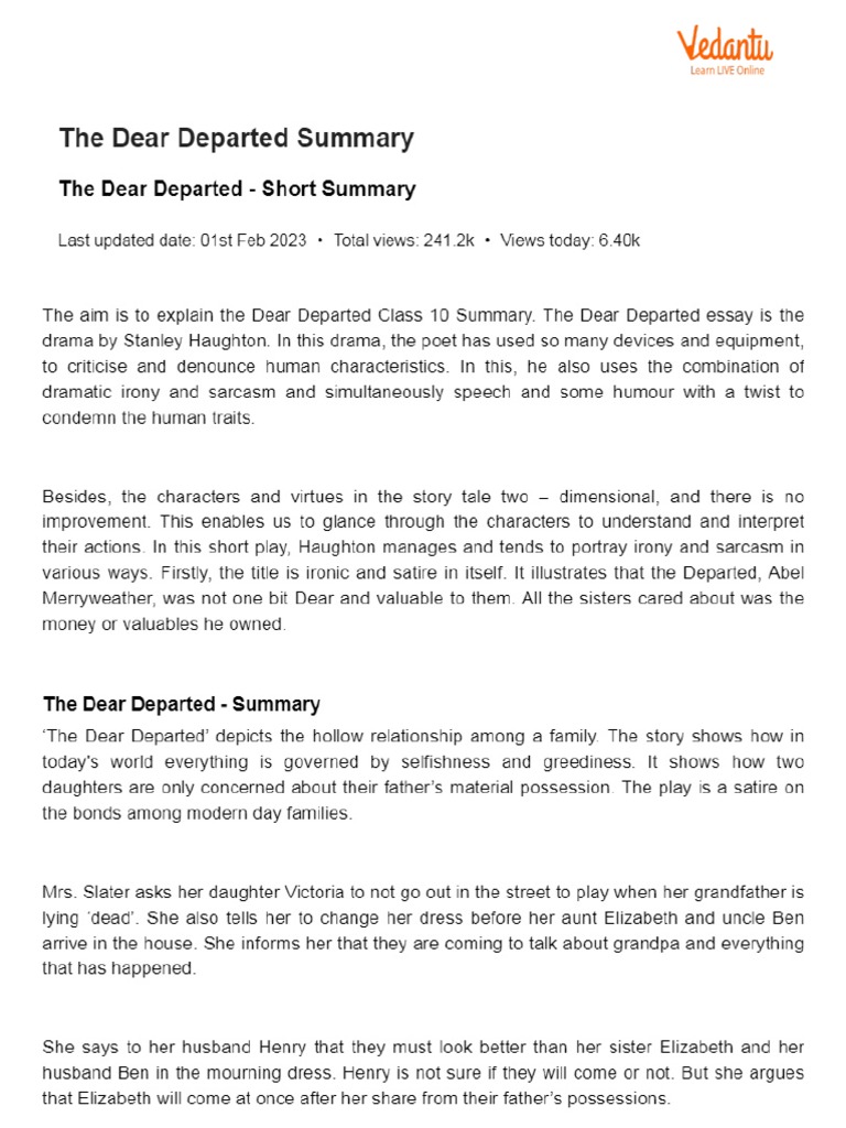 The Dear Departed Summary | PDF