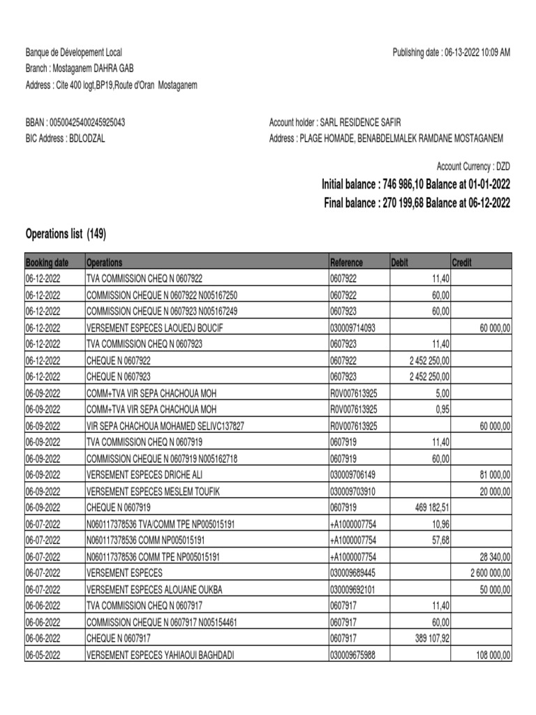 Initial Balance: 746 986,10 Balance at 01-01-2022 Final Balance: 270 ...