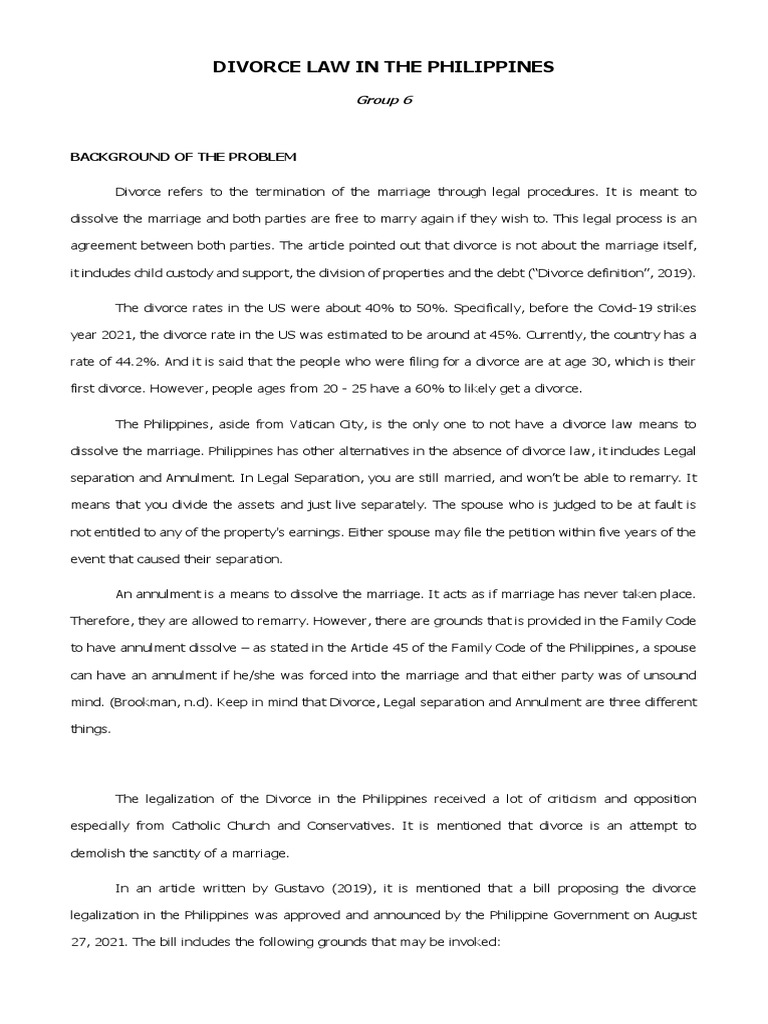 Divorce Law in The Philippines | PDF | Divorce | Marriage