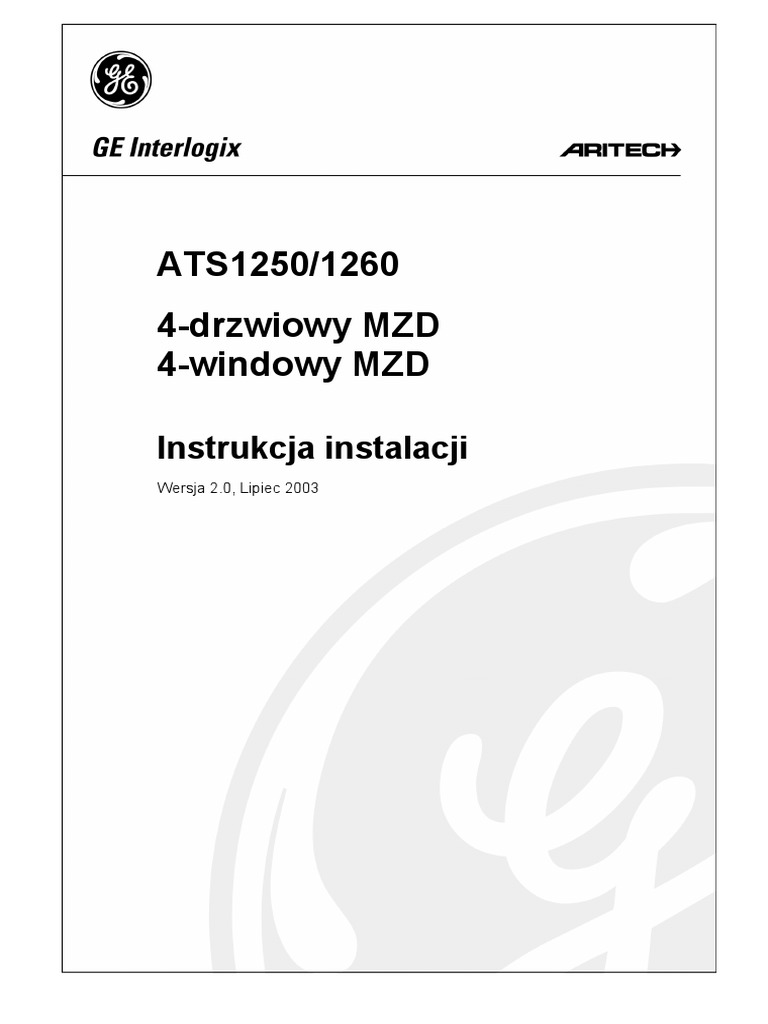 ATS1250_ drzwiowy MZD 4-windowy MZD. Instrukcja instalacji | PDF