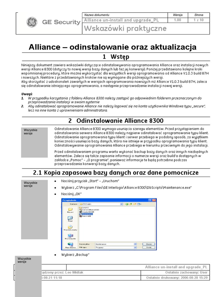 Alliance-Odinstalowanie Oraz Aktualizacja | PDF
