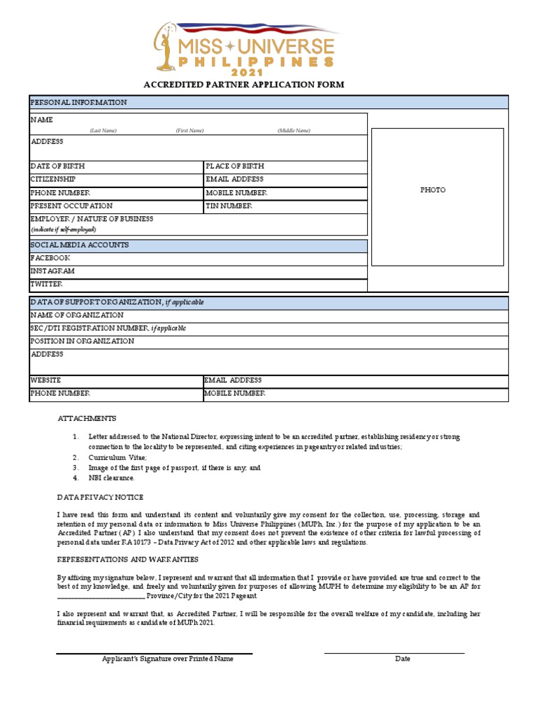 MUPH 2021 Accredited Partner Form | PDF | Privacy | Information