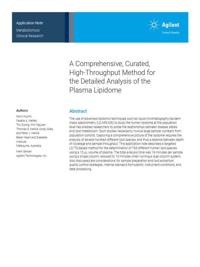A Comprehensive Curated High Through Put Method For The Detailed ... A Comprehensive Curated High Through Put Method For The Detailed ...