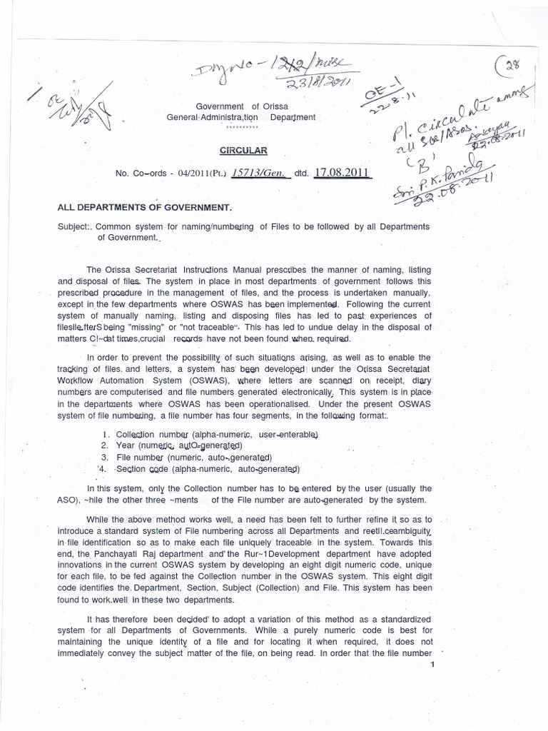GA Circular Common File Numbering | Download Free PDF | Government Of ...