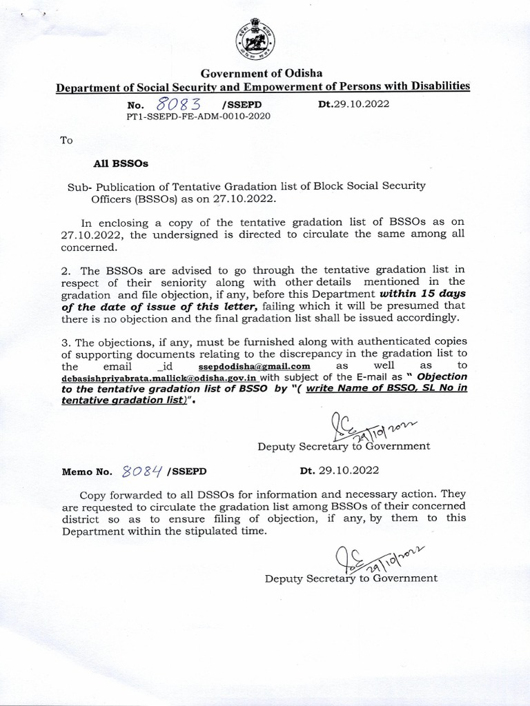 Government of Odisha Department of Social Security and Empowerment of ...